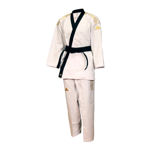 Adidas Dobok Champion Abierto 3 Rayas Dorado Cuello Negro – Capital ...